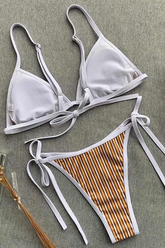 New Tied Side String Triangle Brazilian Bikini Swimsuit in Striped.MC ...